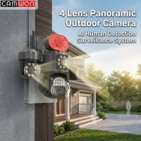 China Solar Battery Power Outdoor 4 Lens Camera 4G Sim Wireless CCTV System AI Security Camera for sale