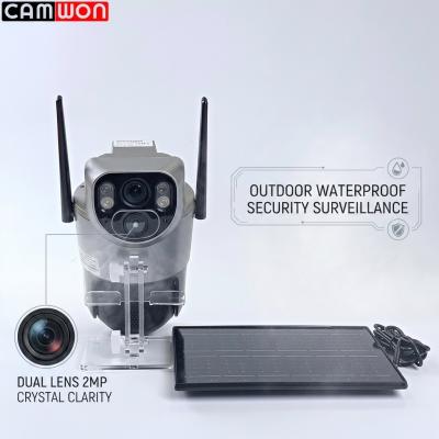 China 2MP Dual Lens 4G Solar Security Camera 15600mAh Auto Tracking Outdoor for sale