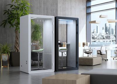 China Hidden Frame Office Phone Booths Noise Isolation Ventilation System With Furniture for sale