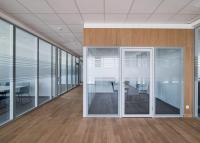 China 108mm Framed 5+5mm Double Glass Partition Wall Pre-assemble Easy Install Heightening Solid Panel + Glass for sale