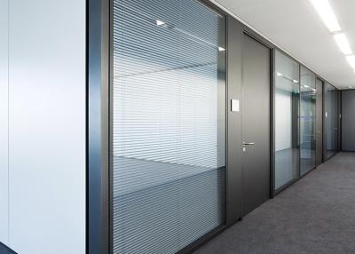 China Hidden Frame Glazed Partition Multi-design Black White Aluminum Frame With Blind for sale