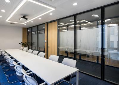 China Meeting Room Glass / solid Partition Wall Framed Colorful Glazed Professional Manufacturers Glass Partition for sale