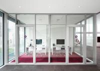 China Office Glazed Partition Wall With Quality Hardware Door Demountable 108mm Thickness Frame With Double Glass for sale