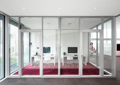 China Office Glazed Partition Wall With Quality Hardware Door Demountable 108mm Thickness Frame With Double Glass for sale
