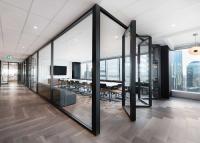China Sound Insulation Glass Partition Wall Flexible Folding Door Single Glass Full View Framed for sale