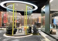 China Curved Glass Partitions Arcuated Glass With Door Unique Artistic Sense Office Space 108mm Full View Single Double Glass for sale