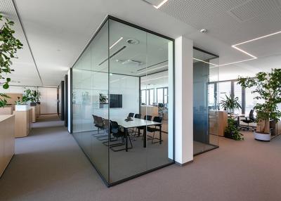 China Glawall Isolated Space Glass Partition Wall Durable Strong Glass Aluminum Profile Furnish for sale