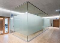 China Frameless Frosted Glass Partition Wall Customizable Size Aluminum Frame for sale