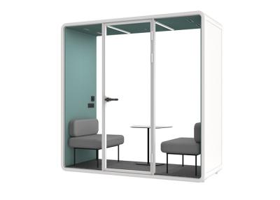 China Soundproof Room SL Size For 2 Person Meeting With Table Aluminum Frame With Laminated Glazed for sale