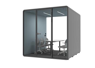 China Privacy Pod Office Serene meeting room colorful fit 6-8 person square pods customization with Soft-Close Magnetic Mechanism for sale