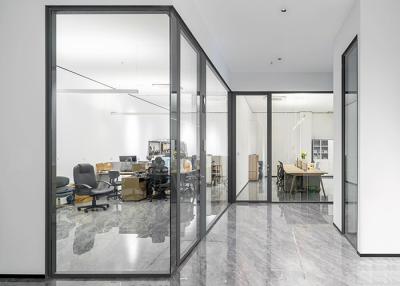 China Framed Glass Partition Wall Vertical Full View Interior Glass Partition Wall With Aluminum Frame for sale