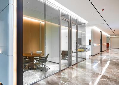 China Acoustic Double Partition Within Commercial Aluminum Frame Glass Office Partitions Enhanced Sound Insulation for sale