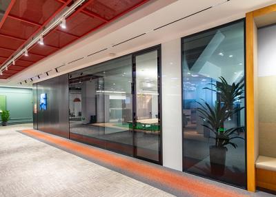 China Interior compartment glass partition wall Aluminum 108mm thickness frame 5+5mm double glass easy install for sale
