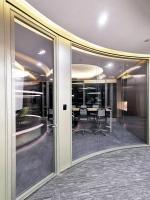 China Customizable Curved Glass Partition Wall with Aluminum Frame for sale