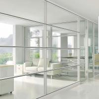 China Aluminum Framed Glass Partition Wall with Tempered Glass Panels for sale