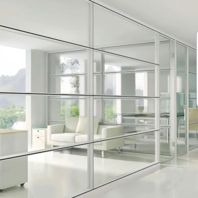 China Aluminum Framed Glass Partition Wall with Tempered Glass Panels for sale