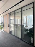 China 90mm 108mm Aluminum Glass Partition Wall with Smart Lock Door for sale