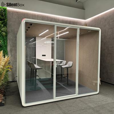 China 6 Person Capacity Adjustable Height Modular Silent Meeting Booth and Acoustic Phone Cabin for sale