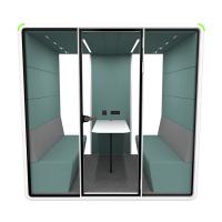 China Acoustic Silent Pod Large Size Office Furniture Interview Glass Room Meeting Reception Room Cubicles Office Phone Calling Booth for sale
