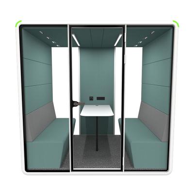 China Acoustic Silent Pod Large Size Office Furniture Interview Glass Room Meeting Reception Room Cubicles Office Phone Calling Booth for sale