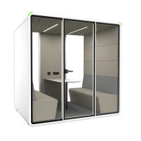 China Office Padding Pods Acoustic Fabric Padding Soundproof Phone Booth with Sofa Desk Furniture for sale