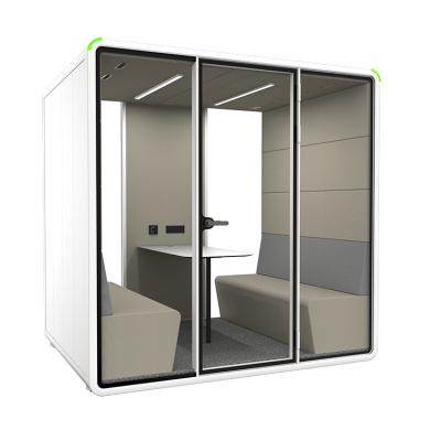 China Office Padding Pods Acoustic Fabric Padding Soundproof Phone Booth with Sofa Desk Furniture for sale