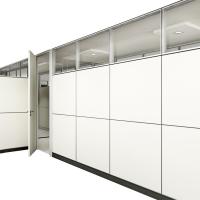 China Half Glass Wall Partition Top Wooden Bottom Office Wall Partition for sale