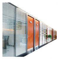 China Office Interior Tempered clear Glass Top Partition Wall School Meeting Room Soundproof Glass Office Partition With Blinds for sale