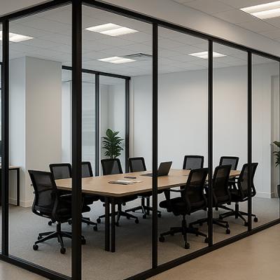 China Customized Commercial Office Glass Partition Wall Minimalist Design Room Dividers Office Full Height Glass Wall Partition for sale