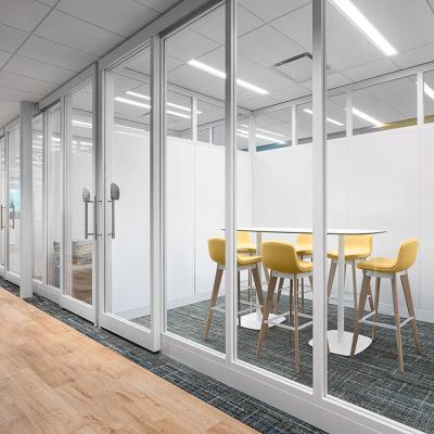 China Prefabricated Interior Office Partition Walls Acoustic Modular Wall Aluminum Framed Glass Partition Commercial Custom Divider for sale