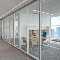 China Office Glass Wall Partition Modern Space Design Aluminium Framed Modular Wall Glass Partition Glazed Office Screens for sale