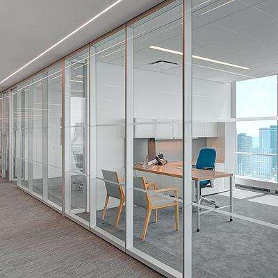 China Office Glass Wall Partition Modern Space Design Aluminium Framed Modular Wall Glass Partition Glazed Office Screens for sale
