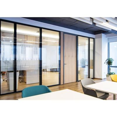 China Soundproof Office Glass Partition Wall Glass Wall Partition System with Door for sale
