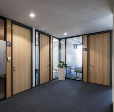 China Easy Installation Office Sound Proof Wall Partitin Solid Wooden Aluminum Framed Partition Wall with Melamine HPL Finish for sale