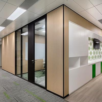 China Sound Insulated Interior Removable Office Glass Partition Wood Wall Panel for Room Division for sale