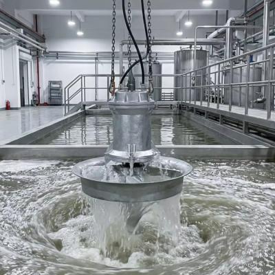 China Electric powered submersible agitator featuring power rating range 0.85 to 22 kilowatts suitable for wastewater treatment and chemical mixing for sale