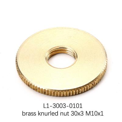 China Brass Knurled Nut 30mm OD M10x1 Fine Thread Polished for Lighting Fixtures for sale