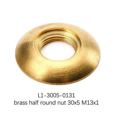 China Polished Brass Half Round Nut 30x5mm M13x1 for Lighting Fixtures for sale