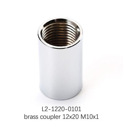 China Brass Pipe Coupler 12mm OD 20mm Length M10x1 Internal Thread for Lighting Fixtures for sale