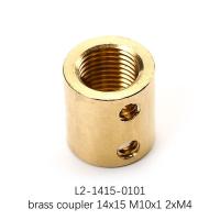 China Brass Threaded Pipe Coupler Fittings 14x15mm M10x1 2xM4 for Lighting Fixtures for sale