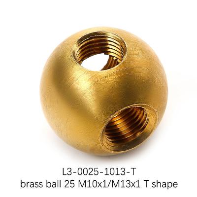 China Brass T Shape Ball Joint Connector 25mm Diameter M10x1 M13x1 Threads for sale
