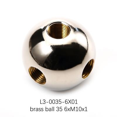China 35mm Brass Ball Connector 6x M10x1 Threaded Holes for Corrosion Resistant Lighting Fixtures for sale