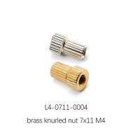China Brass Knurled Nut M4 x 0.7mm 11mm OD 7mm Height Diamond Pattern Corrosion Resistant Decorative Hardware for sale