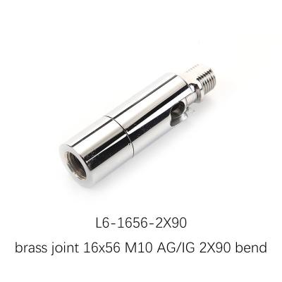 China Brass Swivel Joint 16x56 M10 AG/IG 2x90 Bend Electroplated Finish for Lighting for sale