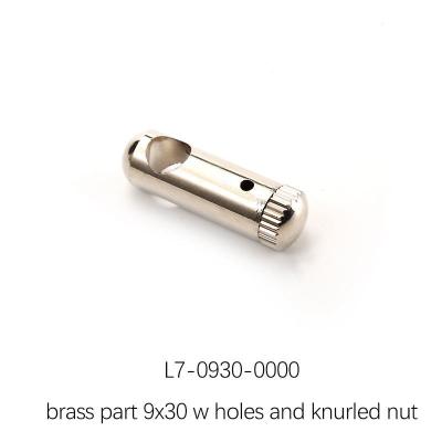 China Brass Lighting Part 9x30mm Cross Drilled Holes Integrated Knurled Nut for Fixtures for sale