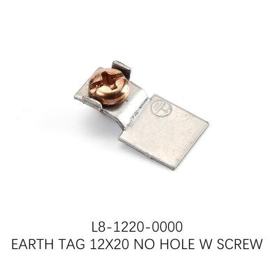 China Solid Brass Earth Tag 12x20mm No Hole with Pre Attached Fixing Screw for Lighting Fixtures Grounding for sale