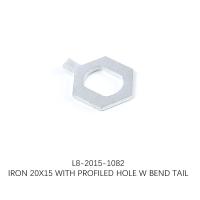 China Solid Copper Iron Stamping Part 20x15mm Profiled Hole W Bend Tail for Lamp Arm Connection for sale
