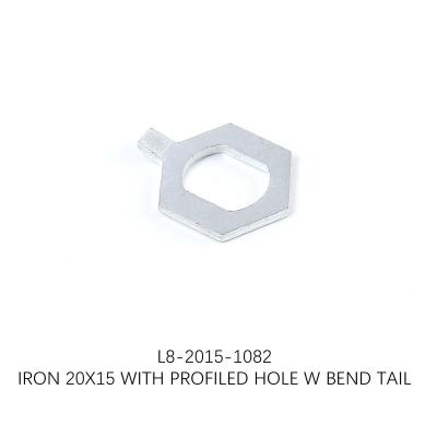 China Solid Copper Iron Stamping Part 20x15mm Profiled Hole W Bend Tail for Lamp Arm Connection for sale