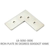 China Iron Mounting L Bracket Plate 90 Degree 50x50mm 2mm Thickness 4xM6 for sale