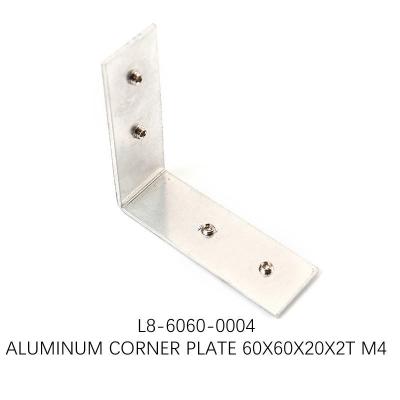 China Aluminum Alloy Corner Plate 60x60x20mm 2mm Thick Pre Tapped M4 Holes for Lighting Fixtures for sale